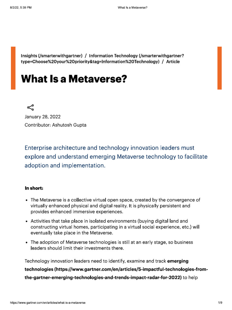 What Is A Metaverse | PDF