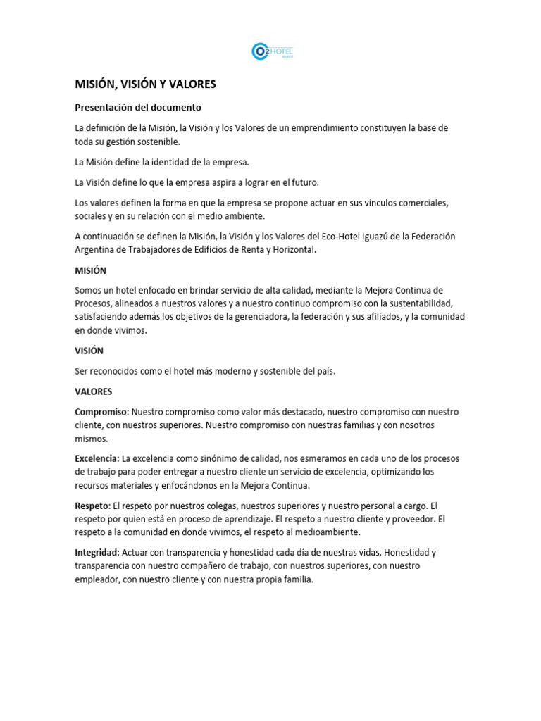 Mision Vision Valores | PDF