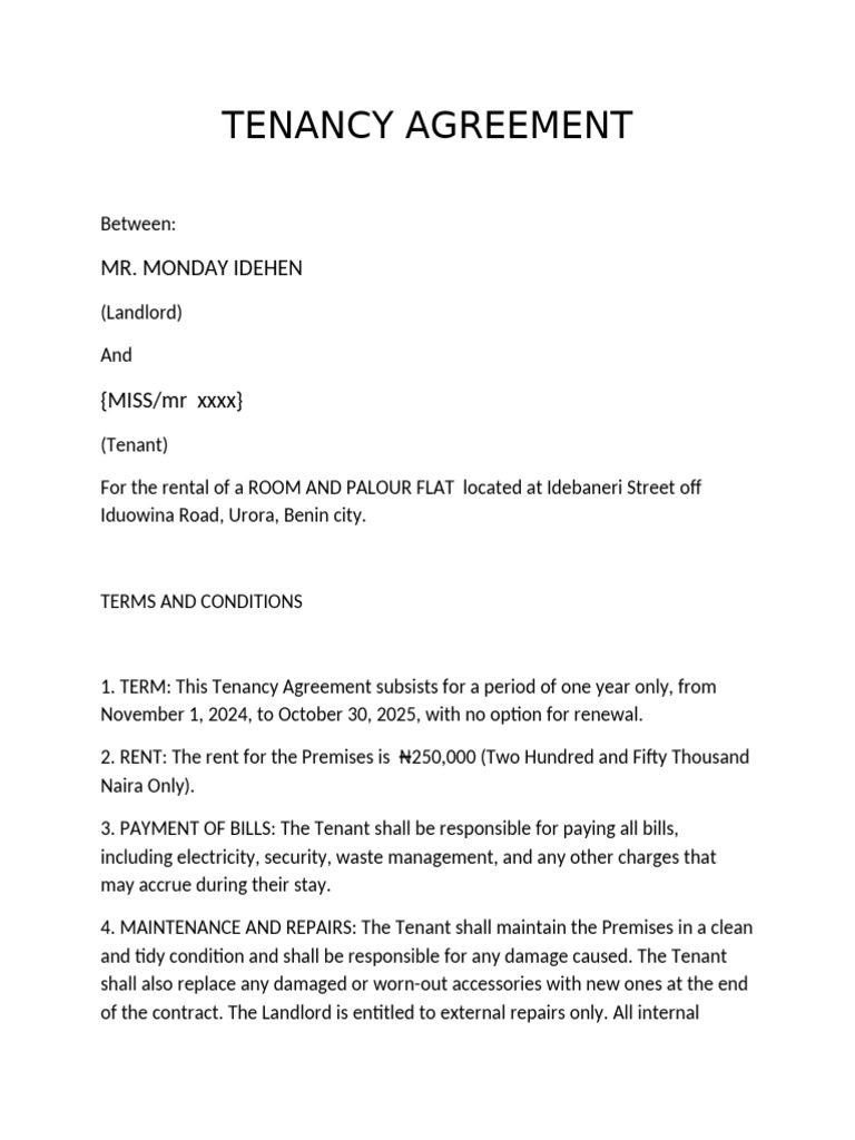 Tenancy Agreement | PDF