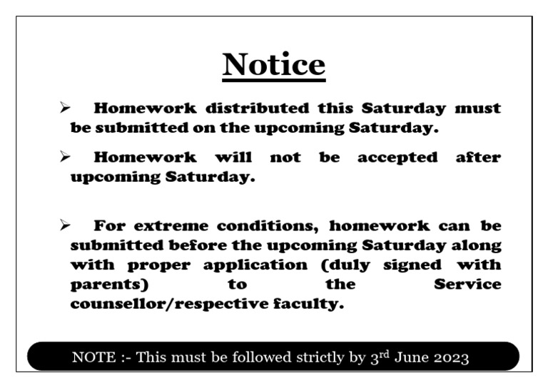 Notice For Homework Updated | PDF