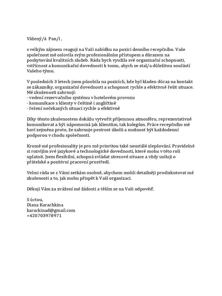 Motivační Dopis | PDF