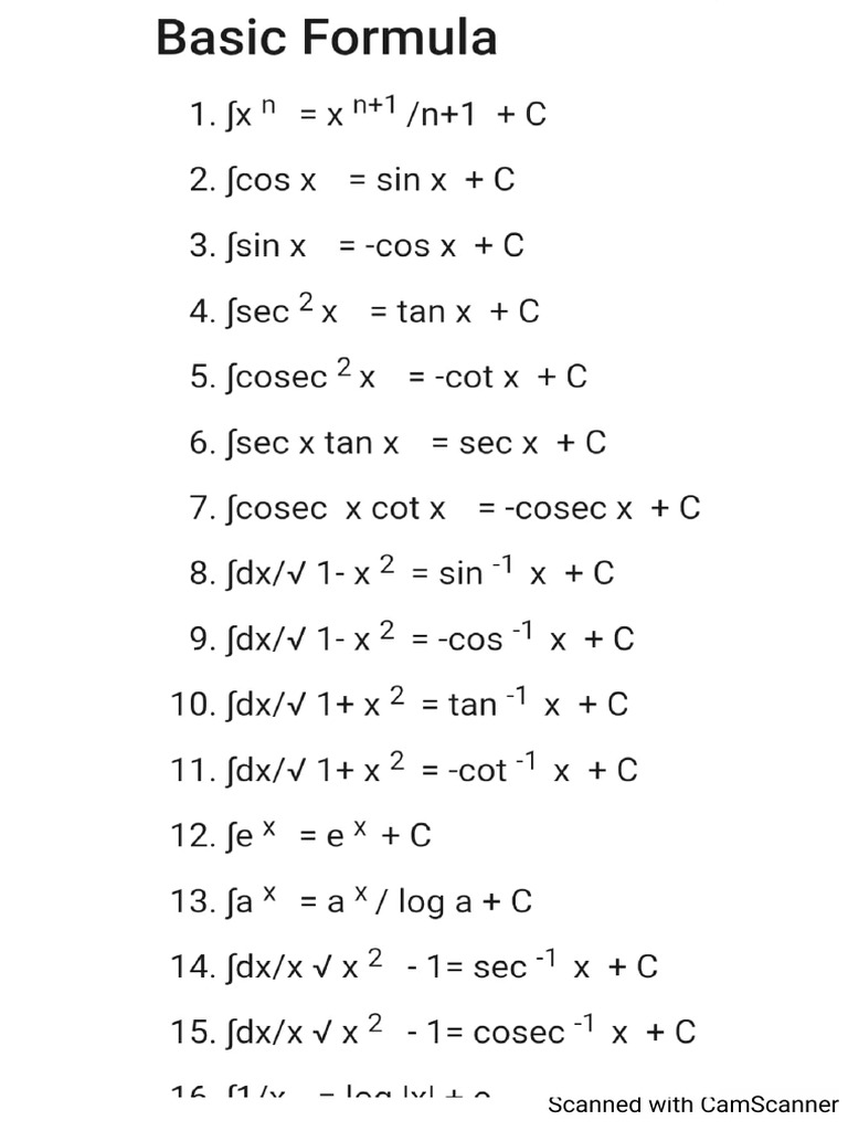 Integration Formulas | PDF