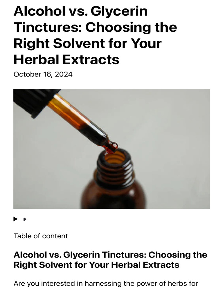Alcohol vs Glycerin: Tincture Guide | PDF | Glycerol | Ethanol