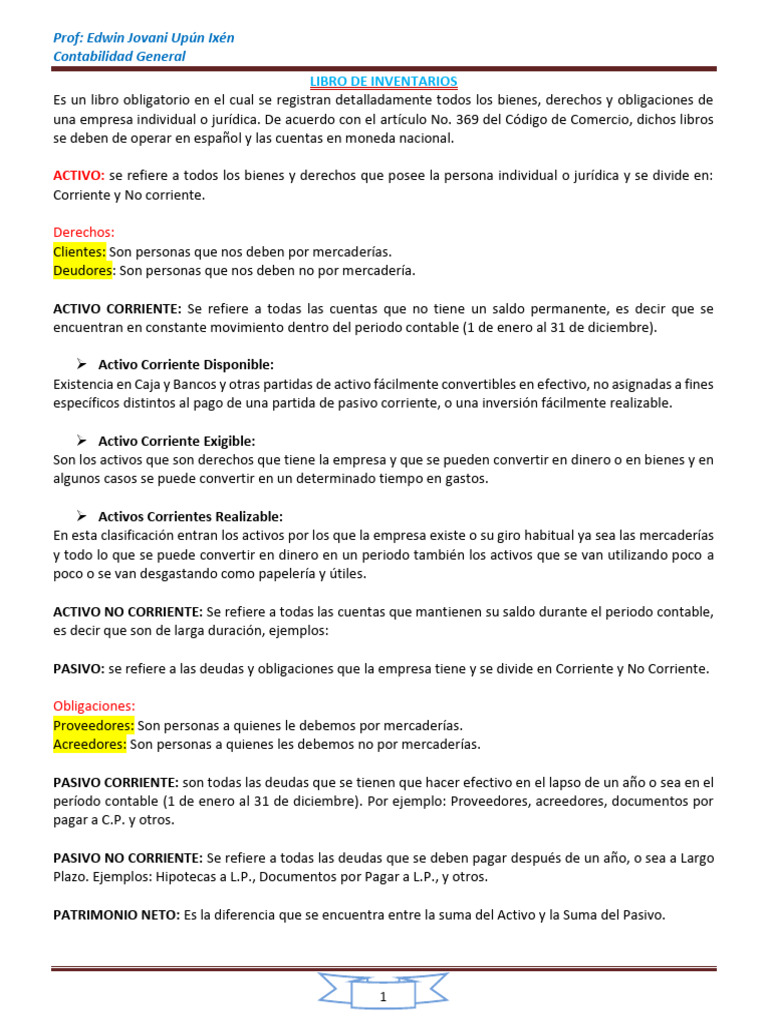 Libro de Inventario Segundo Básico | PDF | Contabilidad | Negocios económicos