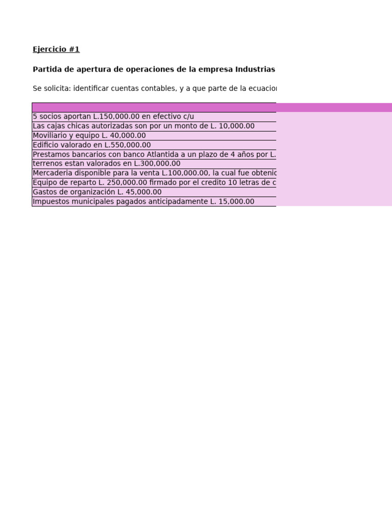 Ejercicios de Balance General y Ecuación Contable | PDF | Contabilidad ...