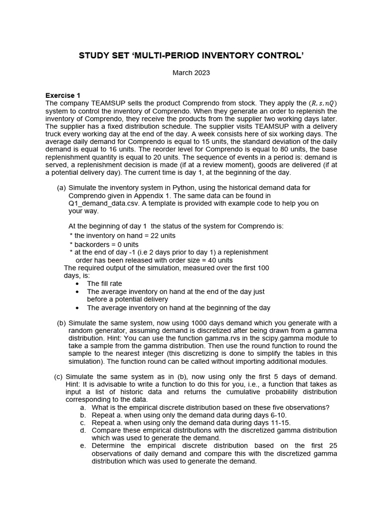 Study Set Multi-Period Inventory Control | PDF | Probability ...