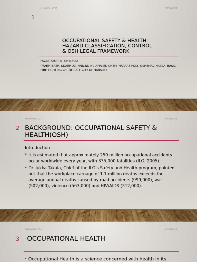 Hazard Classification, Control OSH Legal Framework 2024 | PDF ...