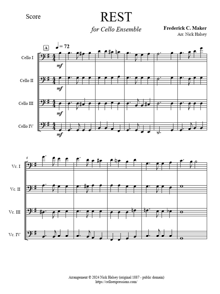 REST Cello Ensemble Score | PDF