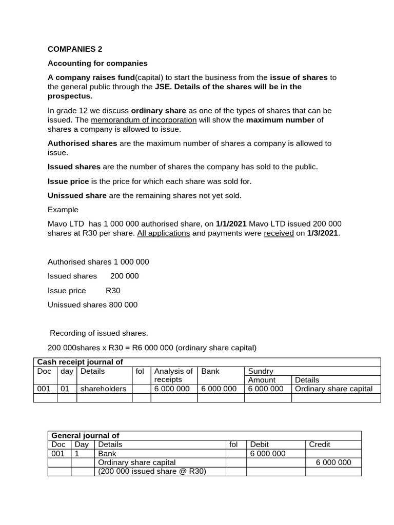 Understanding Ordinary Shares in Companies | PDF | Debits And Credits ...