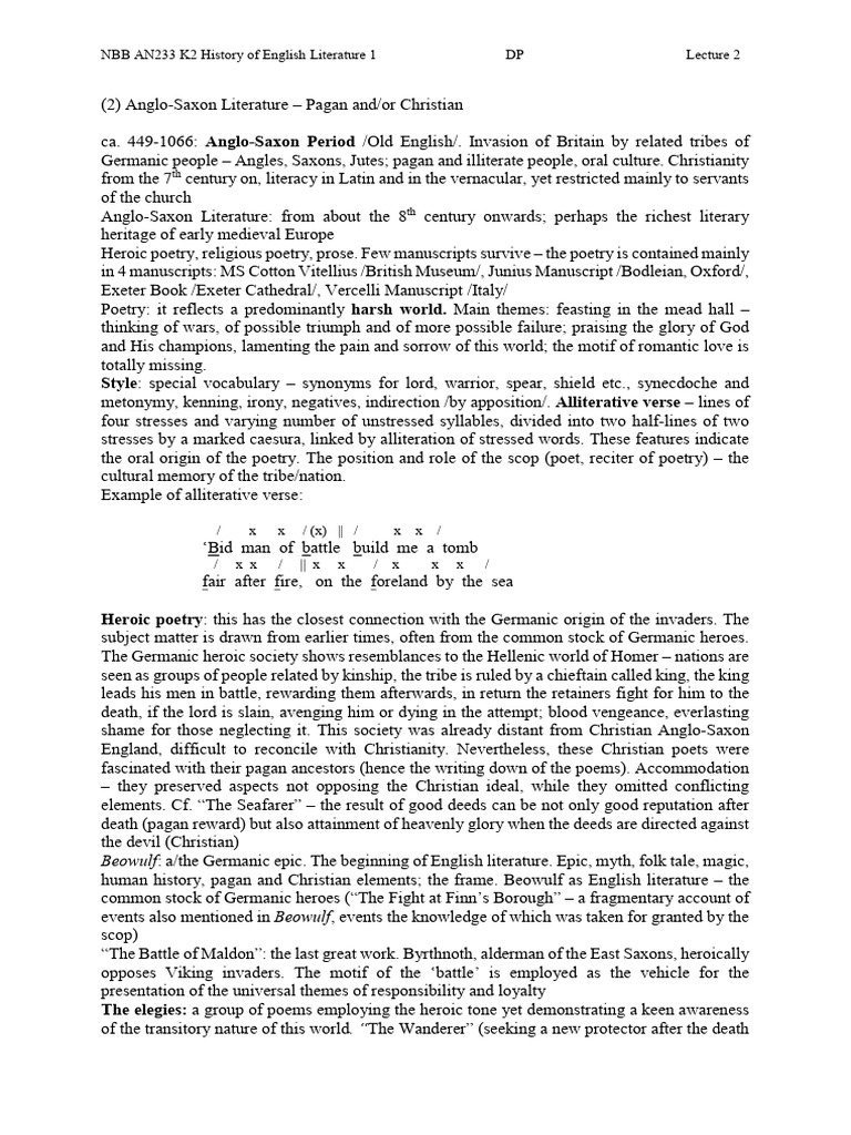 anglo-saxon literature_02 | PDF | Beowulf | Poetry