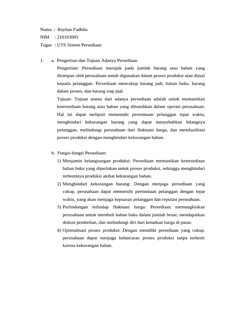 UTS Sistem Persediaan | PDF