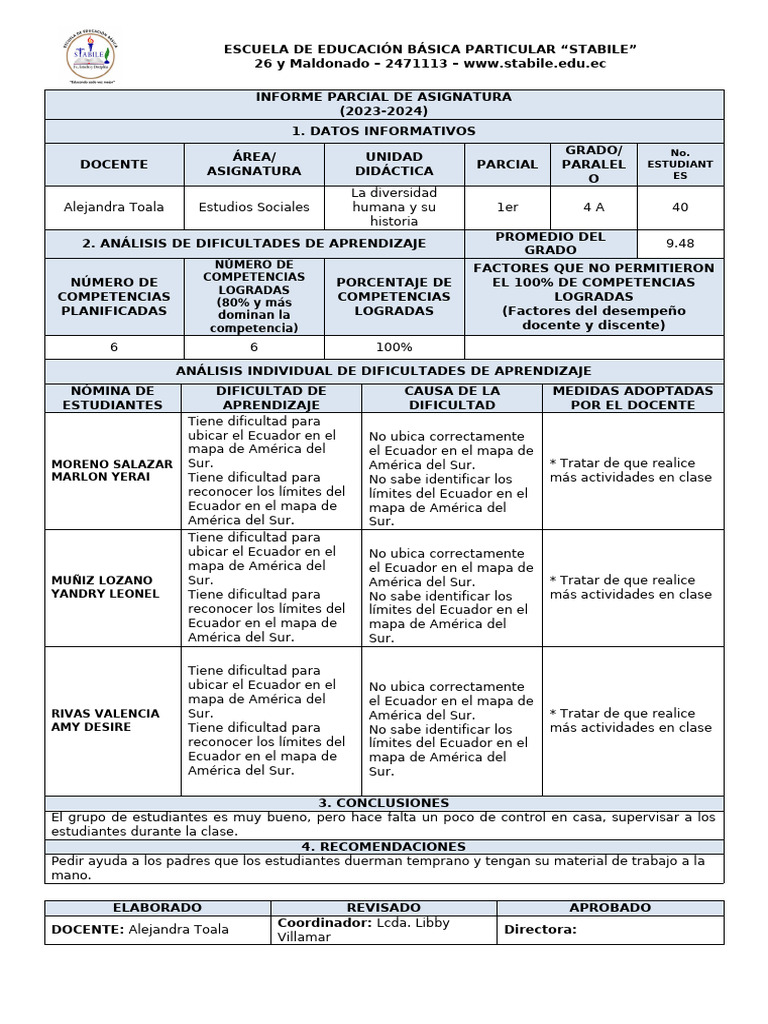 INFORME PARCIAL EESS 1P 1Q | PDF | Modificación de comportamiento | Cognición