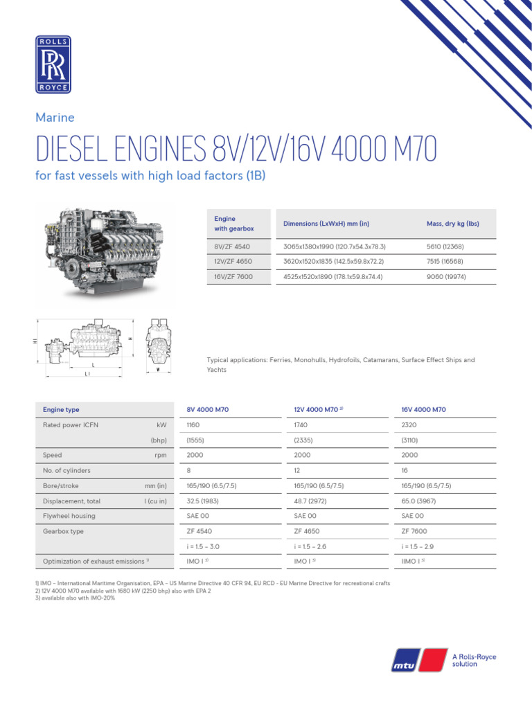 Marine Spec 8V12V16V4000M70 1B | PDF | Pump | Horsepower