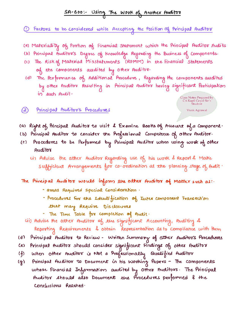 SA 600 and 610 Summary | PDF