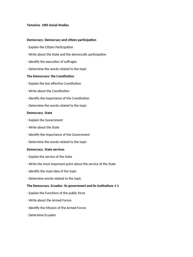10th Grade Social Studies on Democracy | PDF