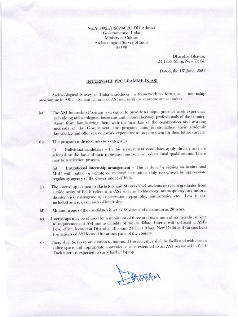 2992 Internship Programme in Asi | PDF