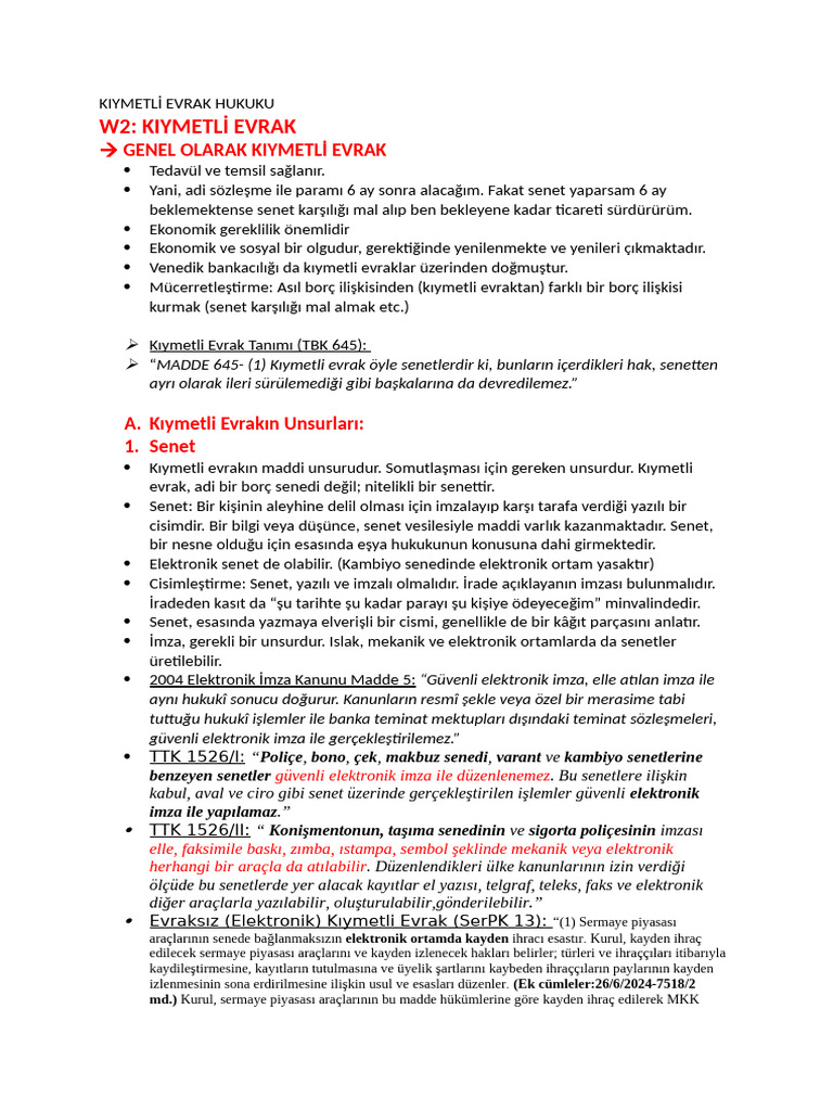Kiymetli̇ Evrak Hukuku | PDF