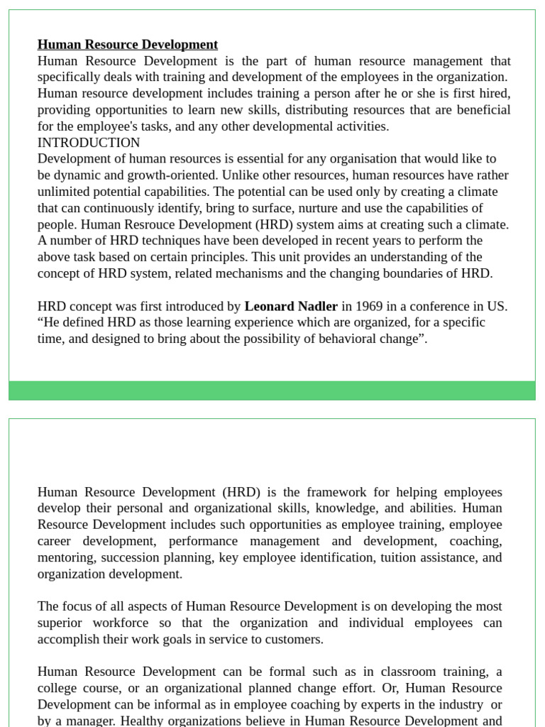 Human Resource Development Overview | PDF | Human Resources ...