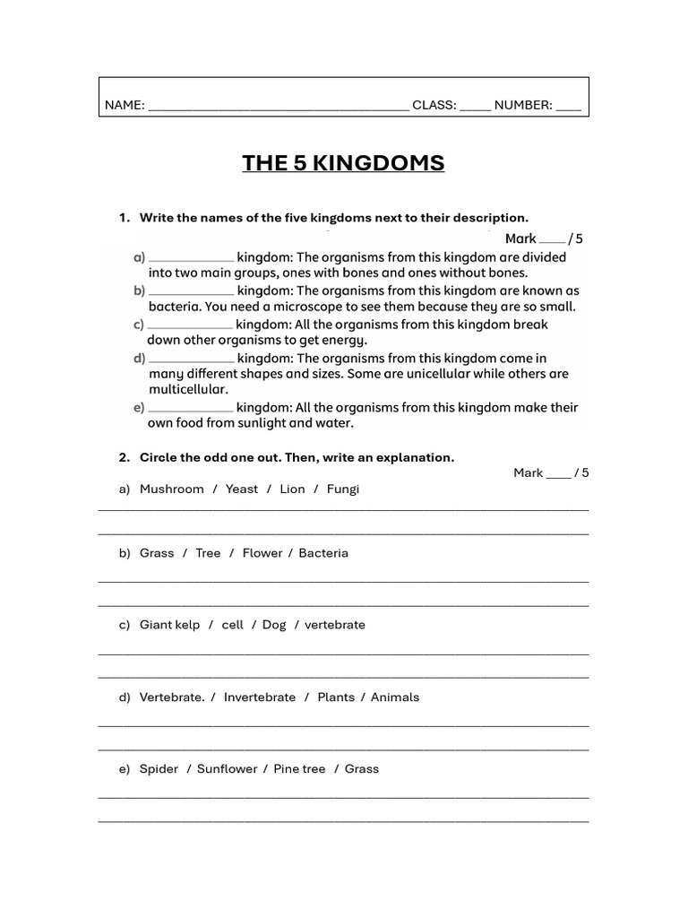 Understanding the 5 Biological Kingdoms | PDF