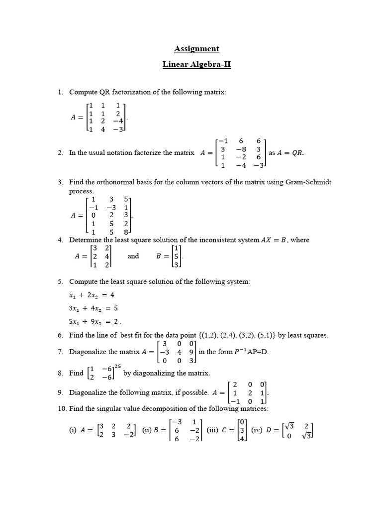 Assignment Linear Algebra-II | PDF