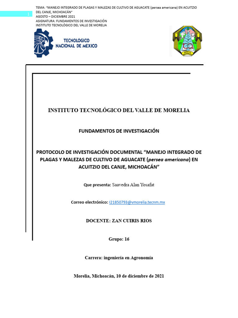 Tarea - Protocolo de Investigación - Grupo.16 | PDF | Agricultura | Sustentabilidad