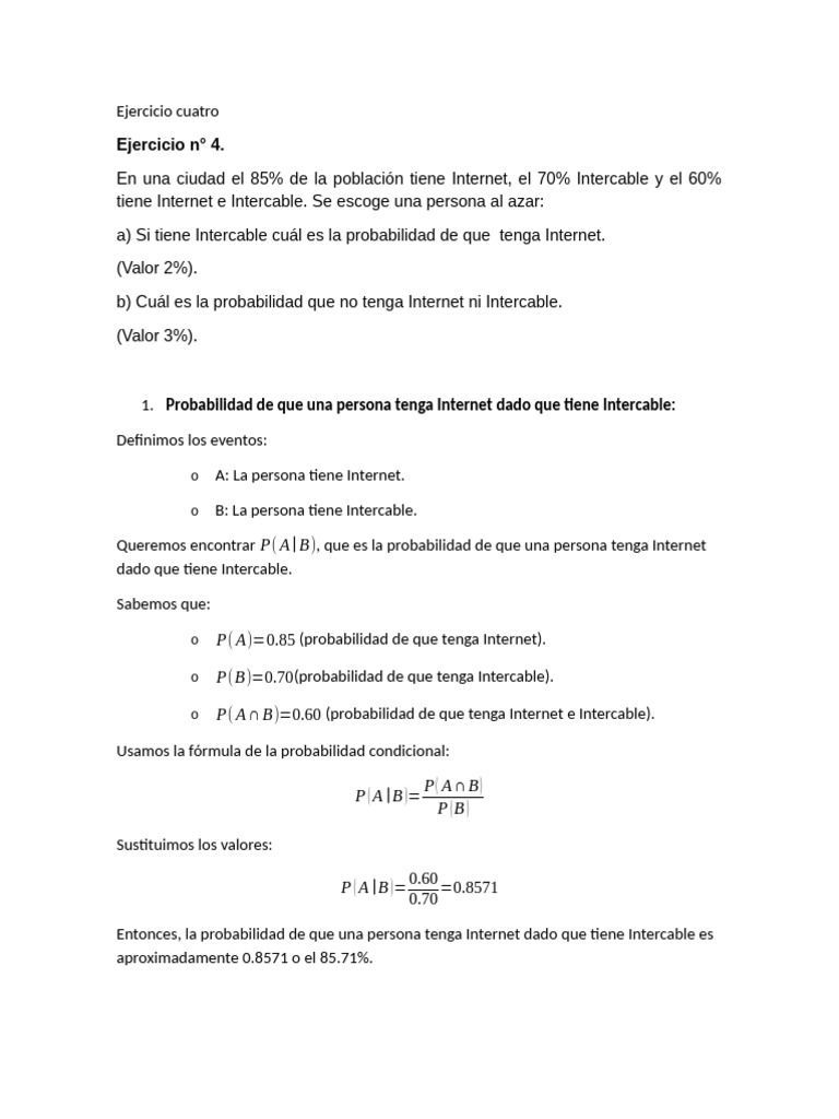 Ejercicio Probabilidad Estaistica | PDF | Teoría de probabilidad | Probabilidad