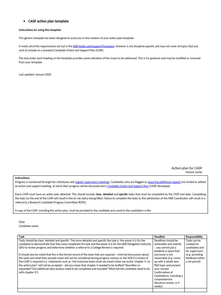 Template Action Plan Casp | PDF