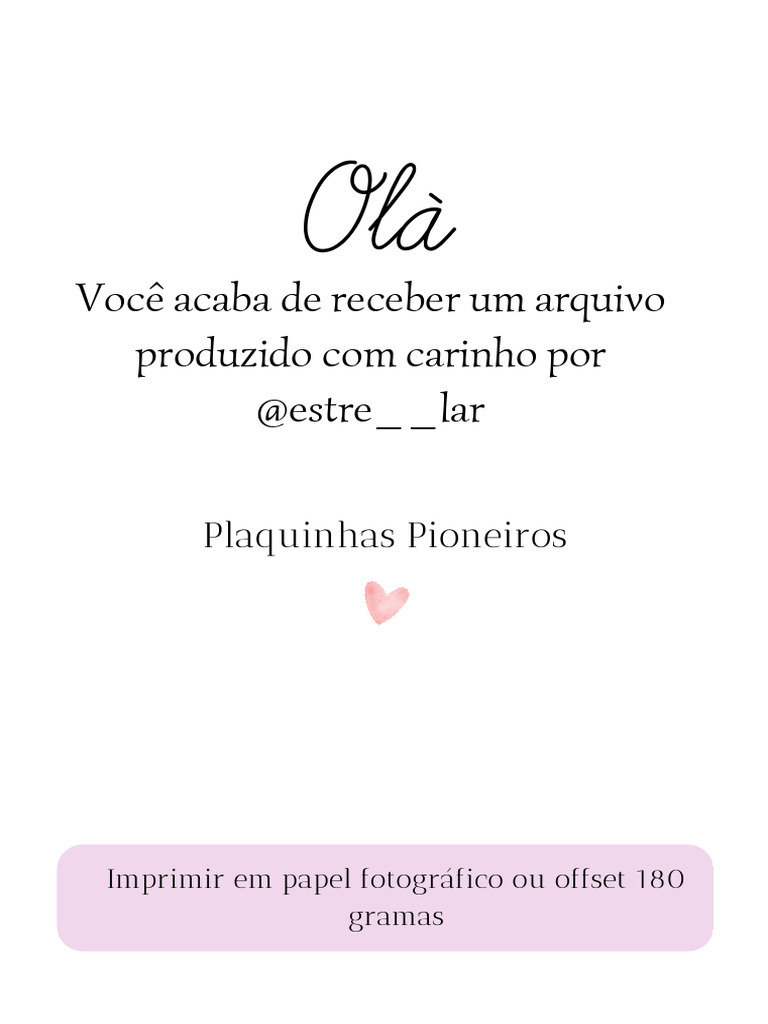Plaquinhas Pioneiros | PDF