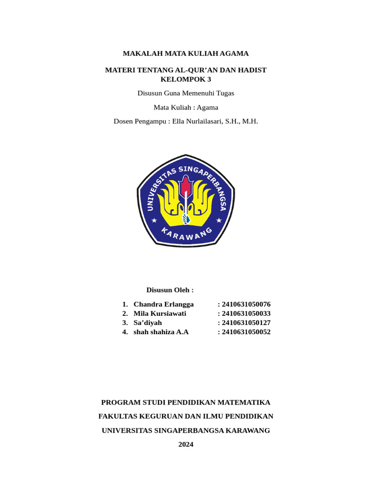 Makalah Mata Kuliah Agama Kelompok 3.2-1 | PDF