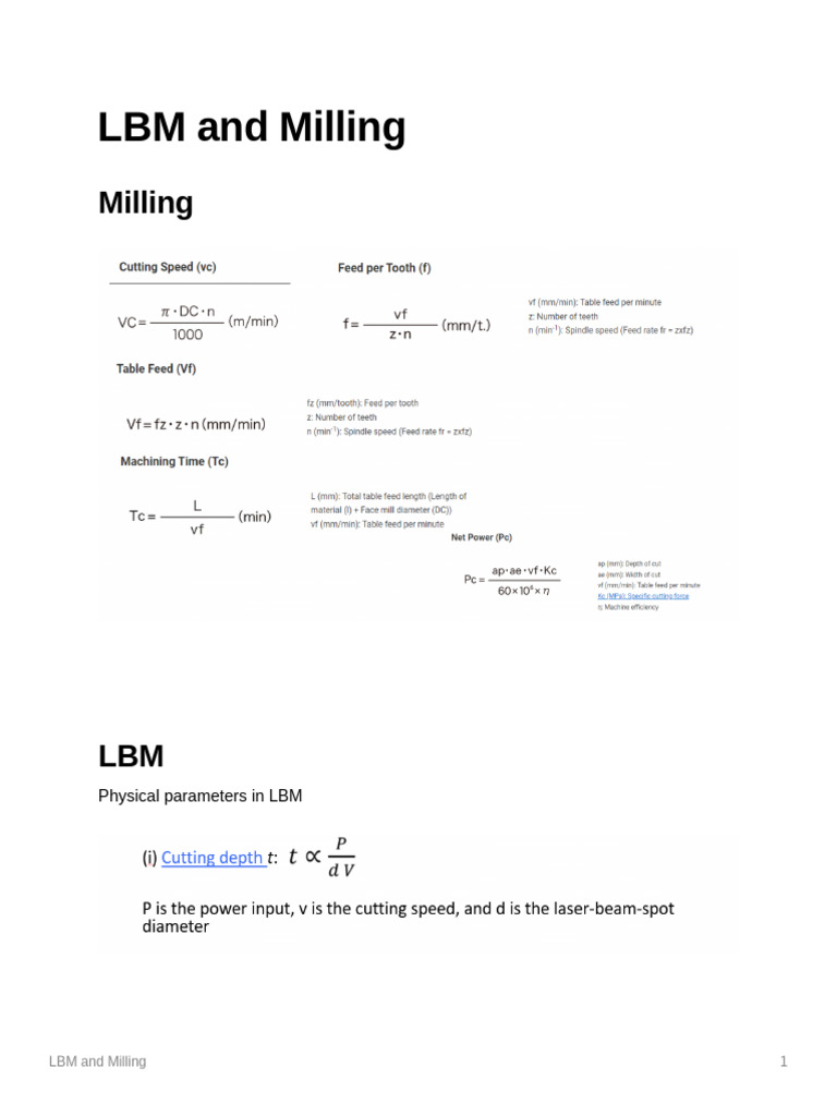 LBM and Milling | PDF