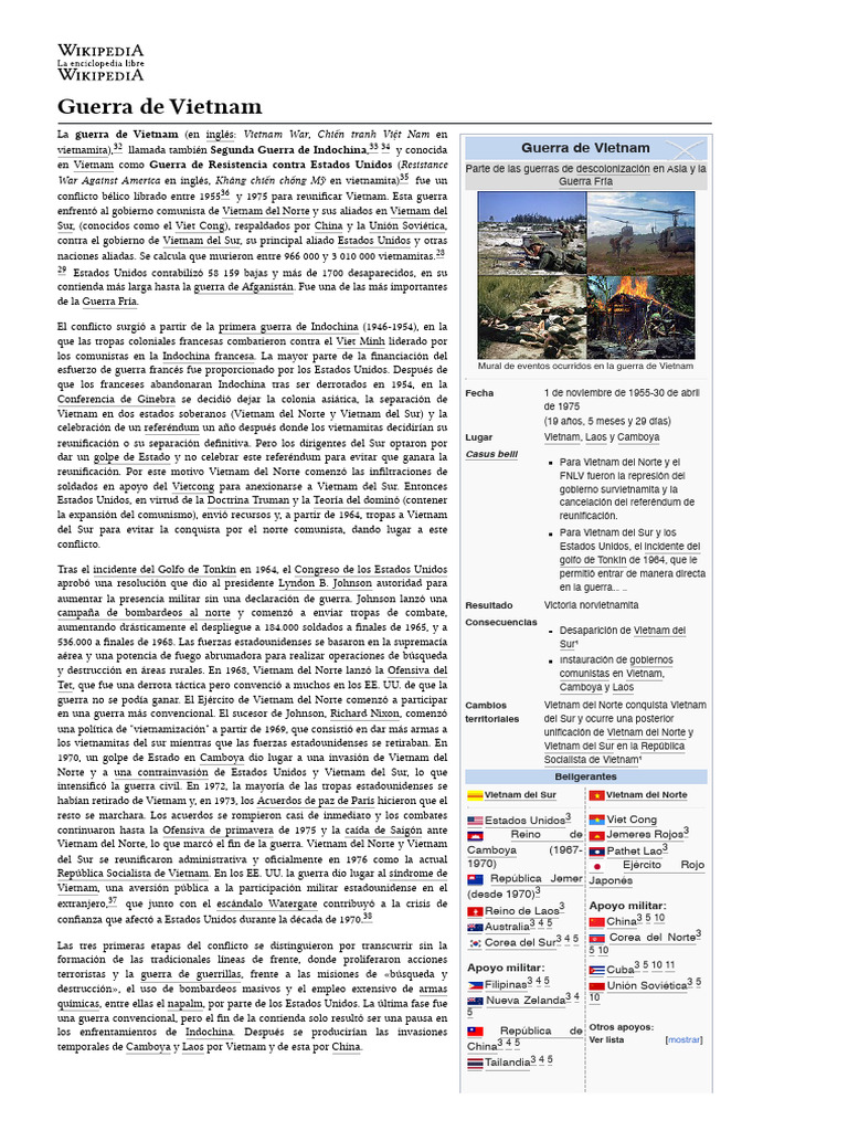 Guerra de Vietnam: Conflicto y Consecuencias | PDF | Vietnam | Vietnam ...