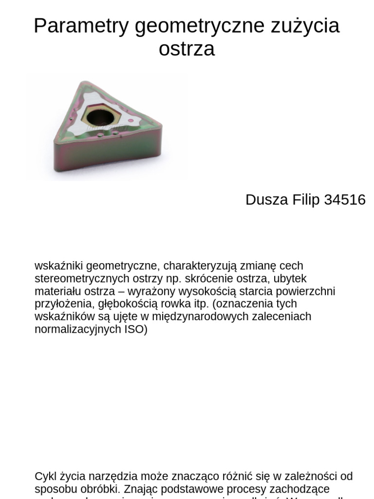 Parametry Geometryczne Zużycia Ostrza | PDF