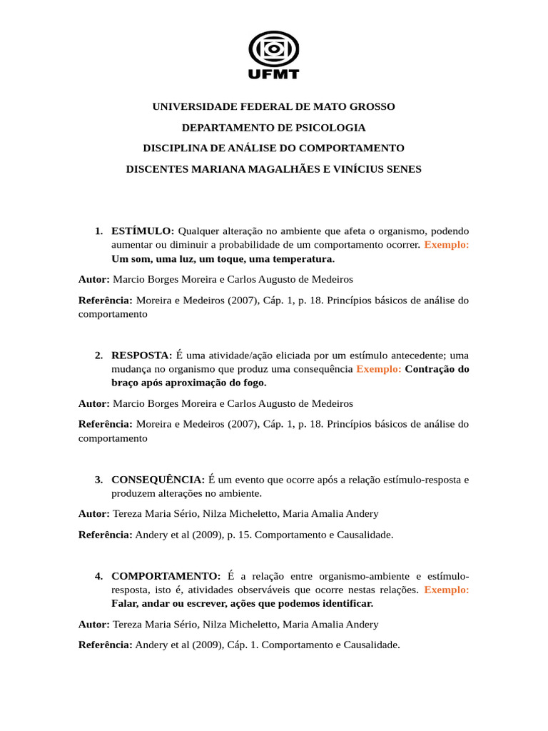 Atividade 1 - AC I - Mariana e Vinicius | PDF | Comportamento | Behaviorismo