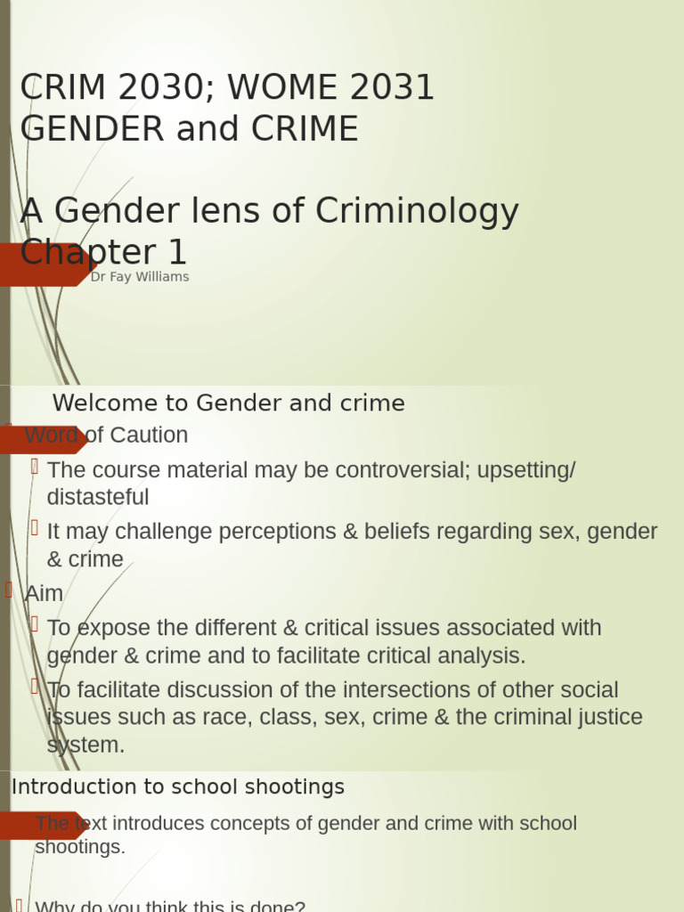 Chapter 1 A Gendered View of Crime | PDF | Crimes | Crime & Violence