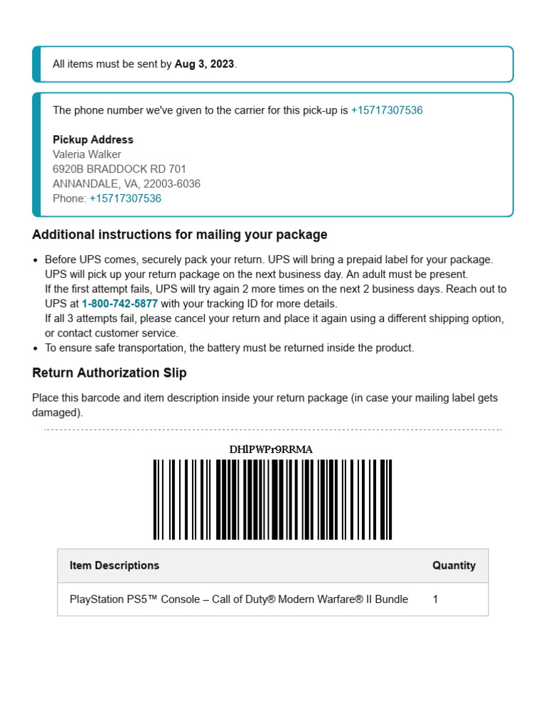 Online Return Center | PDF