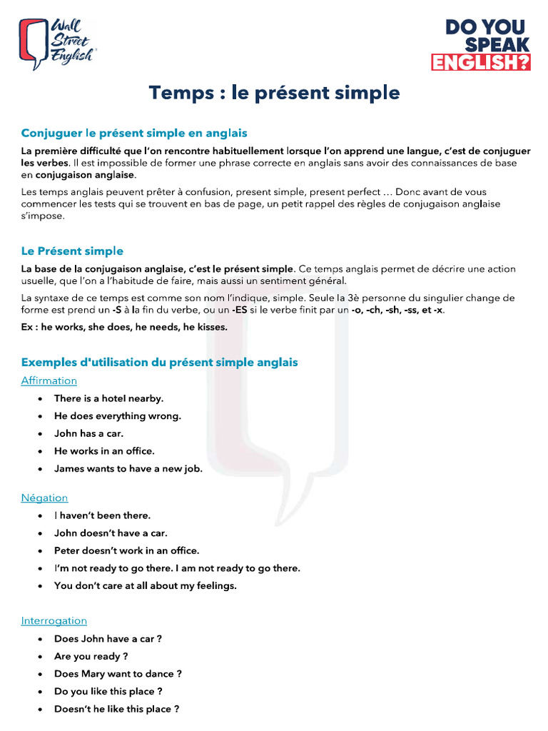 Present Simple Part 1 | PDF