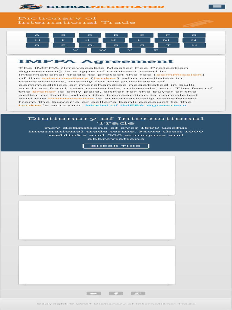 What is IMFPA Agreement Definition and Meaning | PDF