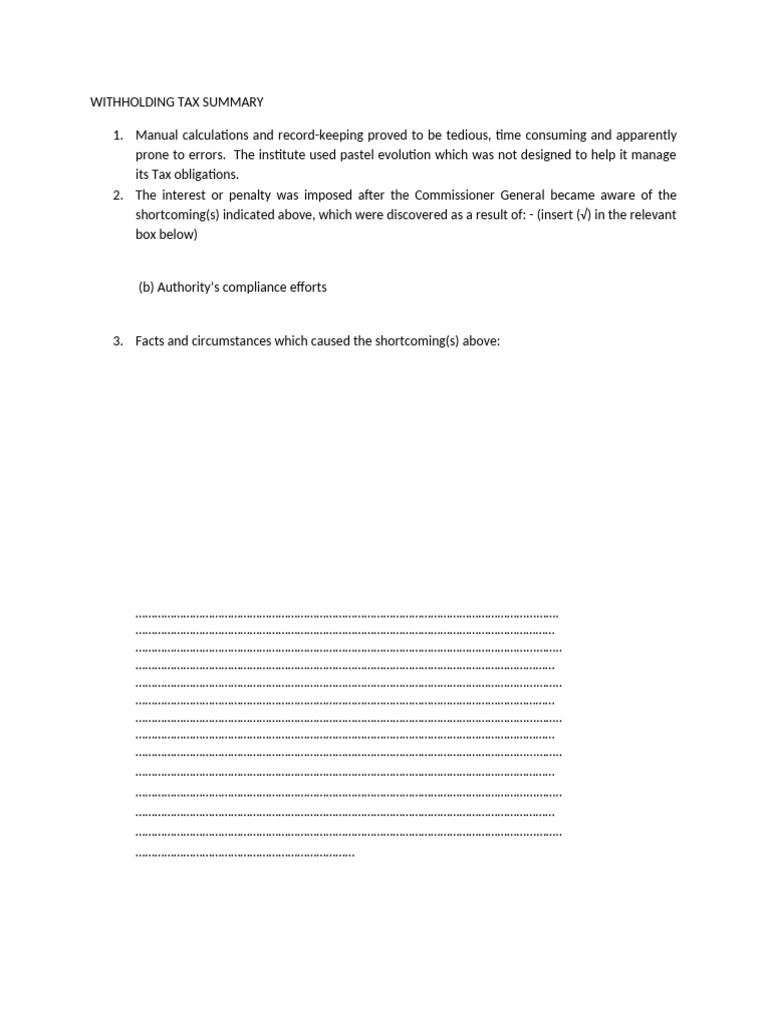 Withholding Tax Summary | PDF