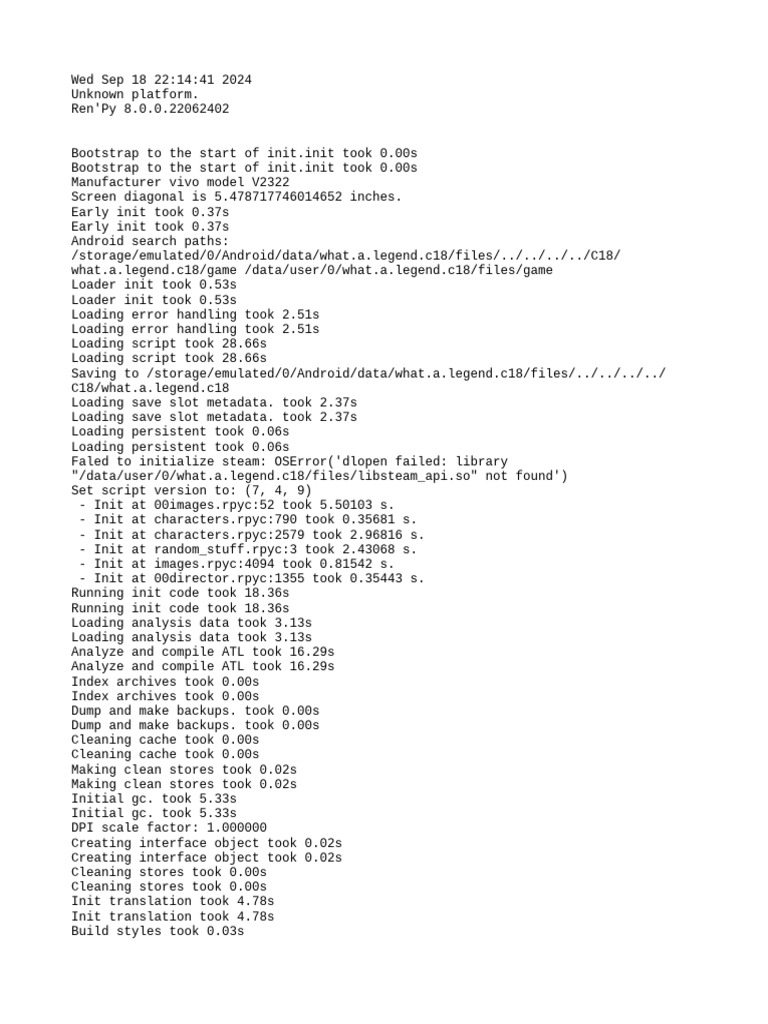 Ren'Py 8.0 Initialization Log | PDF