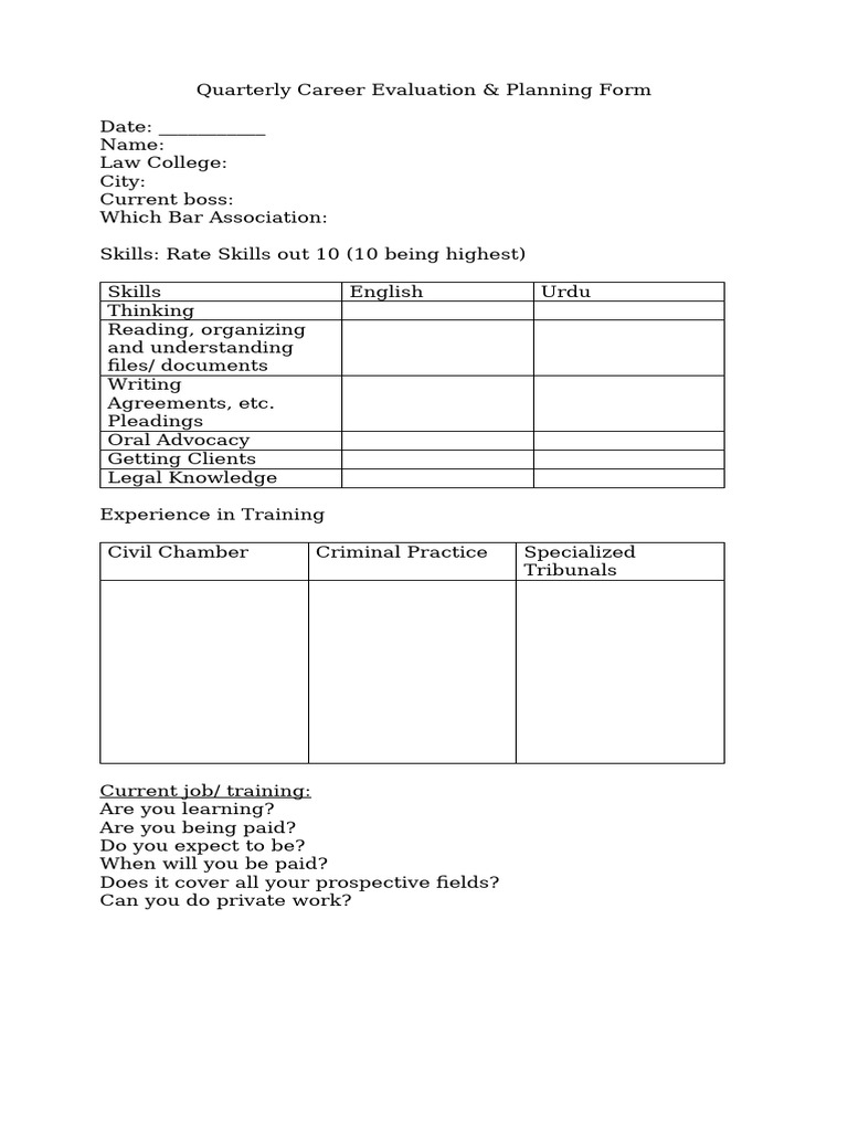 BVC Career Evaluation Form 210125 | PDF