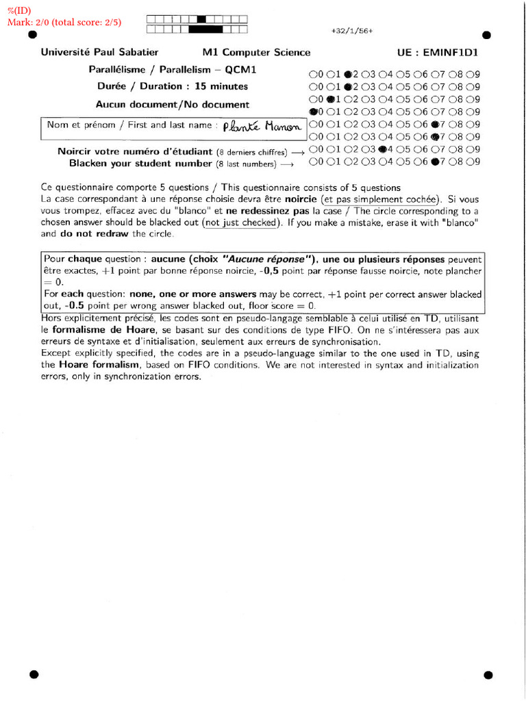 QCM - Para2021 - Correction | PDF