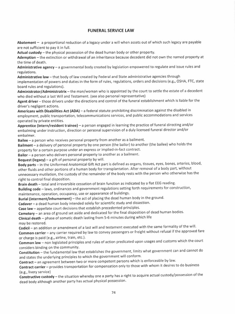 Funeral Law Glossary05202023152753 | PDF | Intestacy | Common Law
