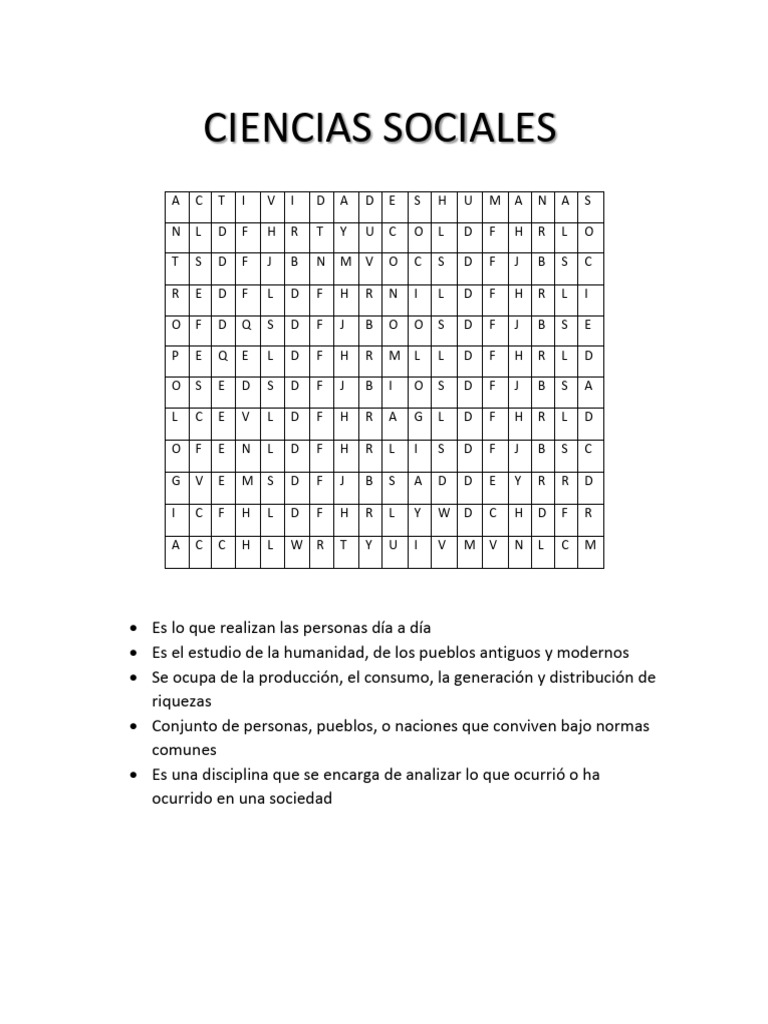 Sopa de Letras | PDF | Ciencias del comportamiento | Science