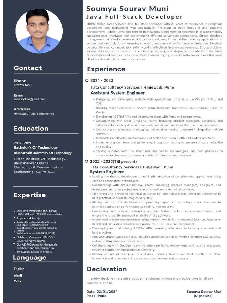Java+Full+Stack+Developer Resume Soumya+Sourav+Muni | PDF Java+Full+Stack+Developer Resume Soumya+Sourav+Muni | PDF