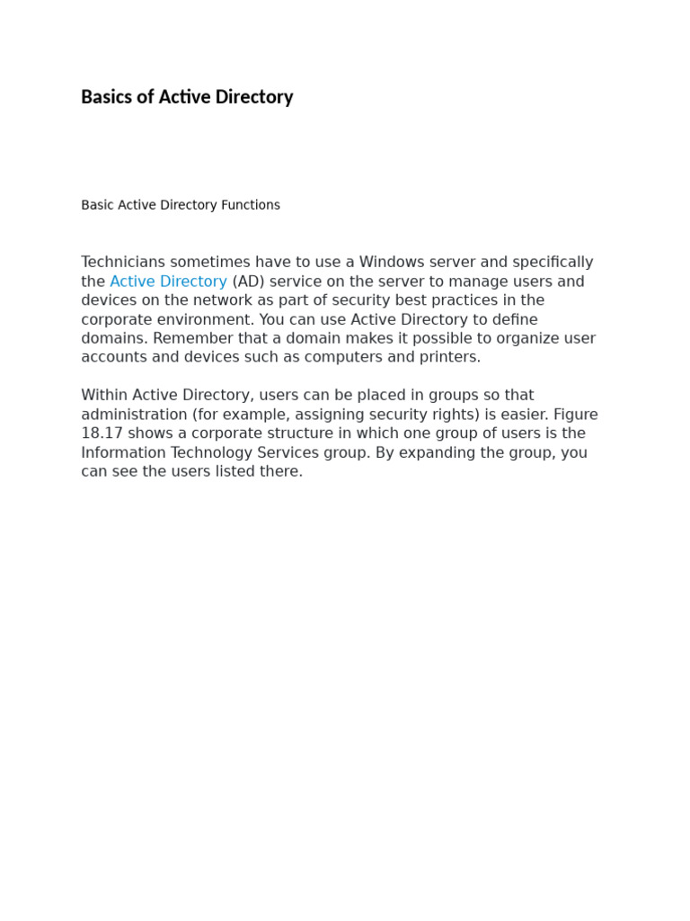 Basics of Active Directory | PDF | Group Policy | Active Directory