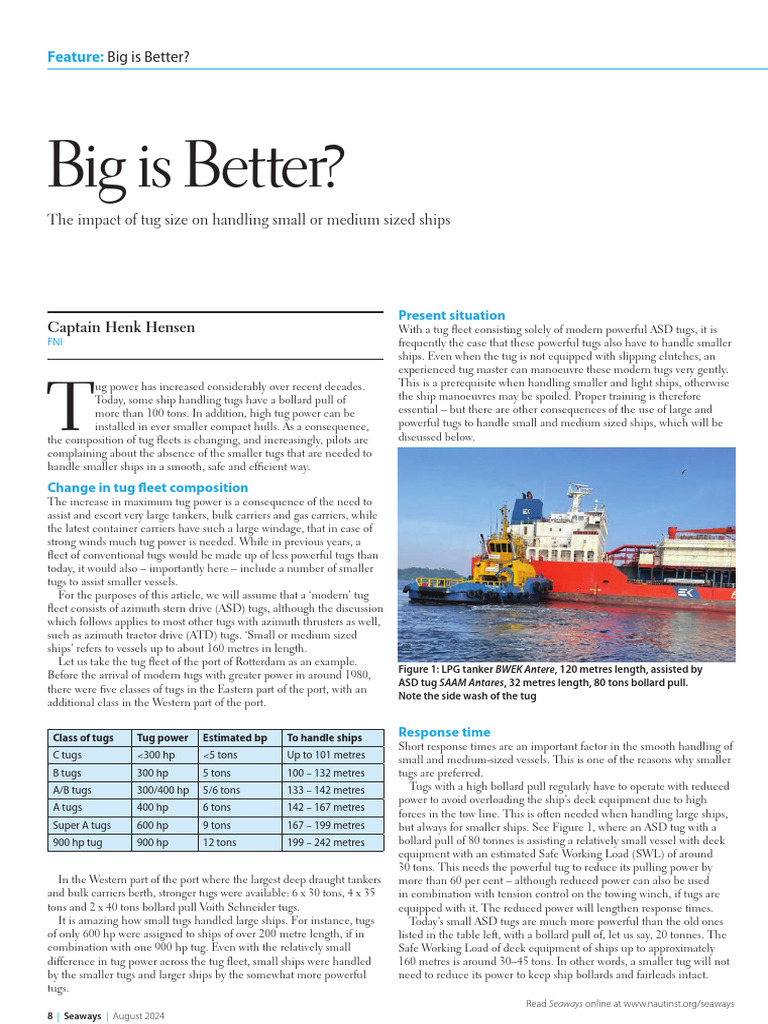 Big is not always Better | PDF | Tugboat | Ships