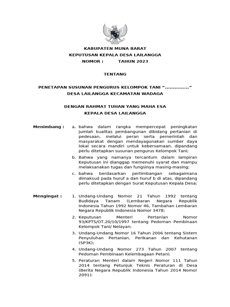 SK Kepengurusan Poktan | PDF