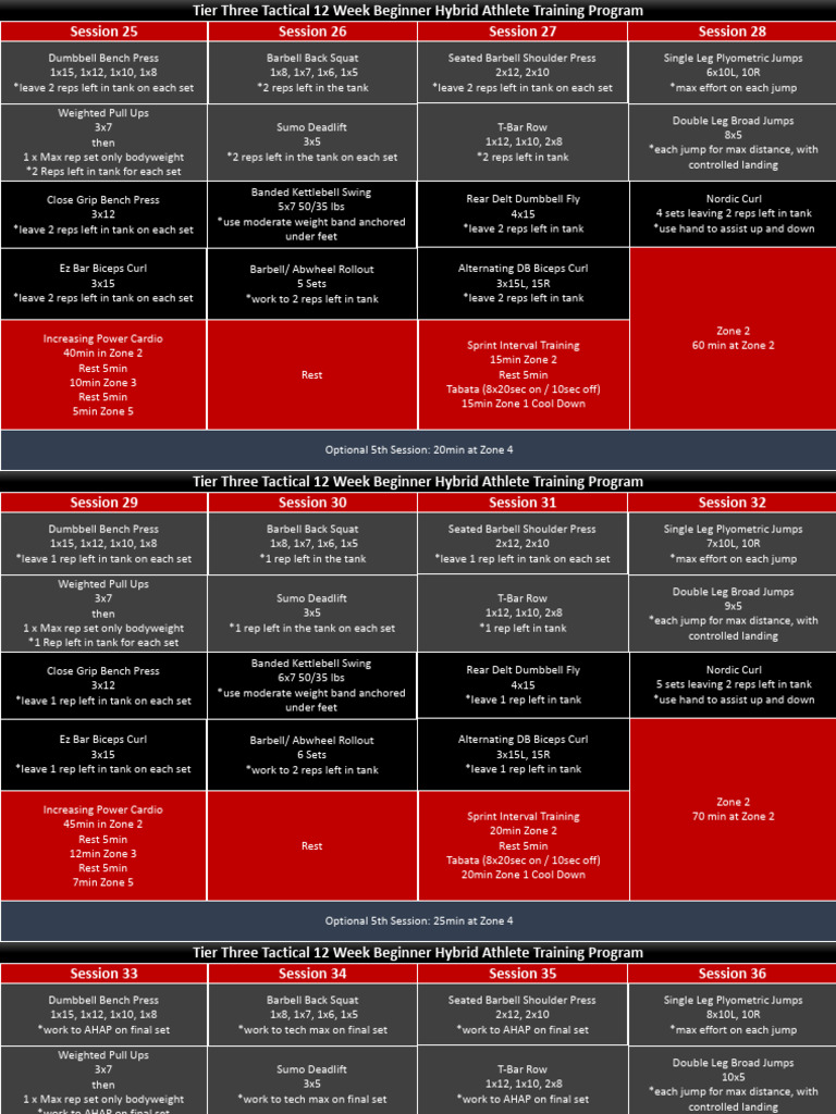 12 Week Beginner Hybrid Athlete Training Program | PDF | Kettlebell ...