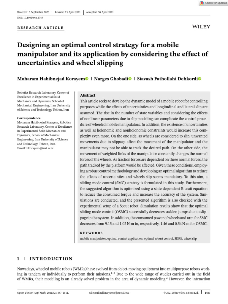 8 Optim Control Appl Methods - 2021 - Habibnejad Korayem - Designing an ... 8 Optim Control Appl Methods - 2021 - Habibnejad Korayem - Designing an ...