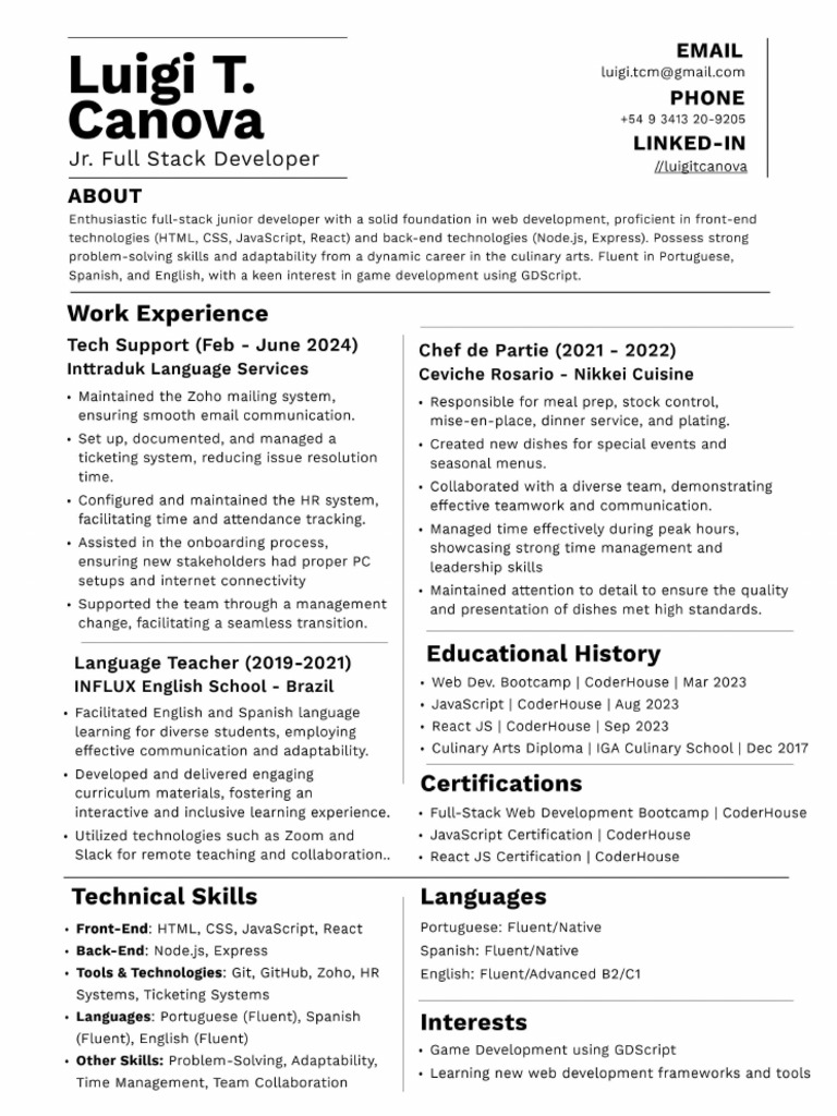 CV Luigi T Canova 2024 | PDF